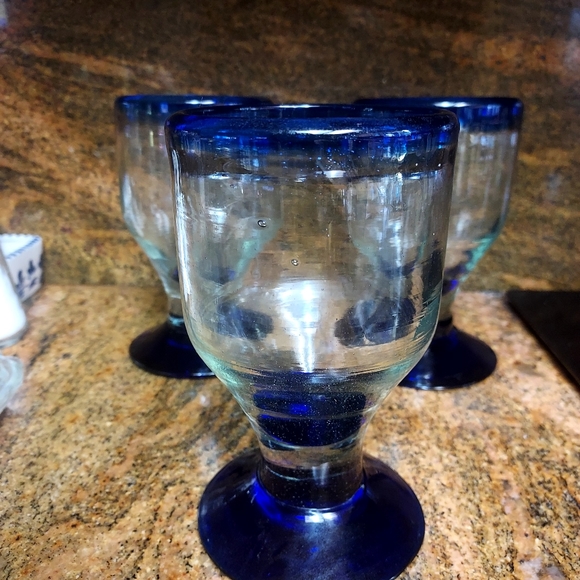 Nobrand | Dining | Mexican Cobalt Blue Handblown Stemmed Goblets | Poshmark